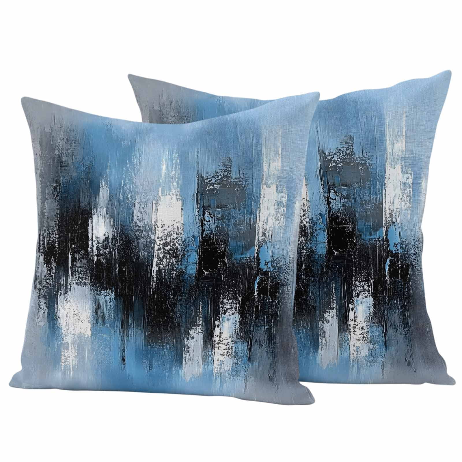 Blue Grey Black Outdoor Pillow Covers 24"x24" Set of 2,Waterproof Throw ...