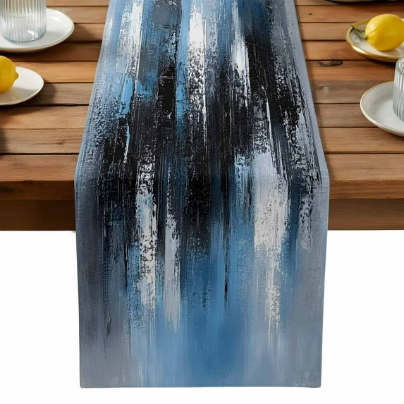 Blue Grey Black Table Runner, Smear Street Graffiti Painting Grunge Art ...