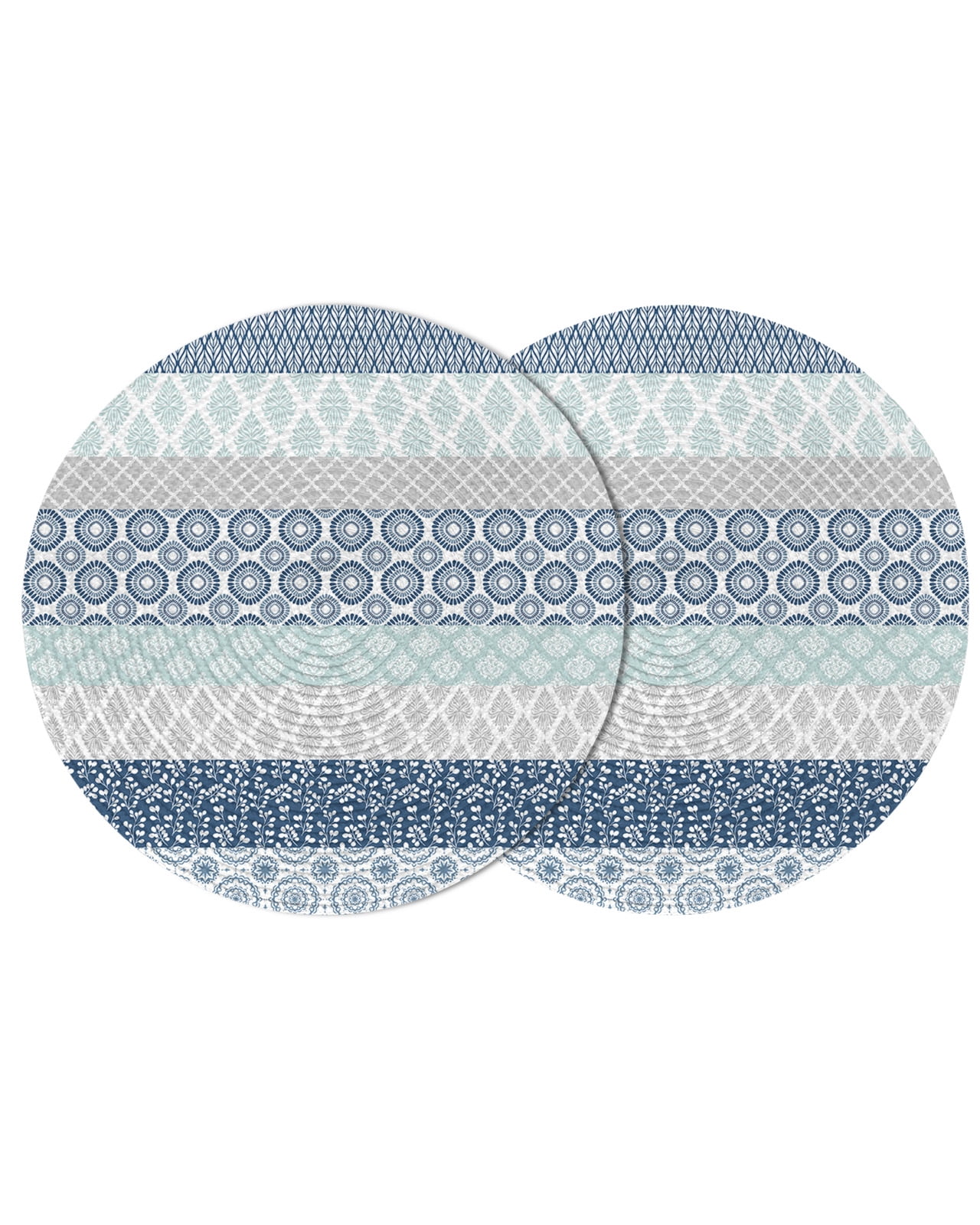 Blue Grey Boho Round Table Placemats set of 2, Bohemian Geometric ...
