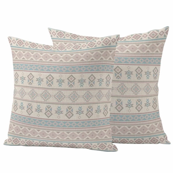 Blue Grey Boho Striped Outdoor Waterproof Pillow Covers, Southwestern ...