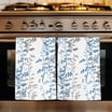Blue Yellow Spring Floral Kitchen Towels Set of 4, Watercolor Botanical ...