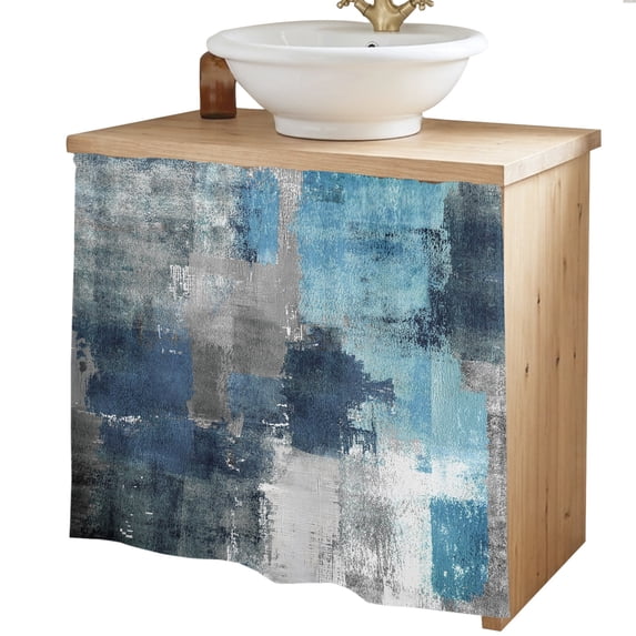 Blue Grey Cabinet Curtains Modern Graffiti Brush Art Abstract Sink ...