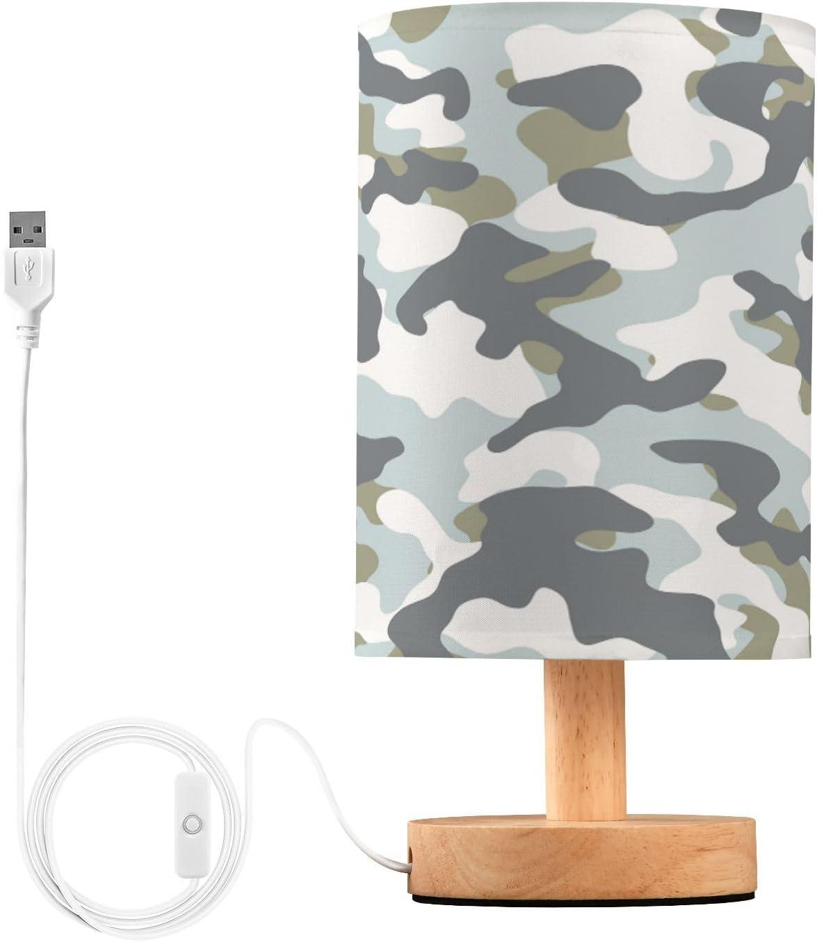 Blue Grey Camo Bedside Table Lamp for Bedroom Nightstand, Small Eye ...