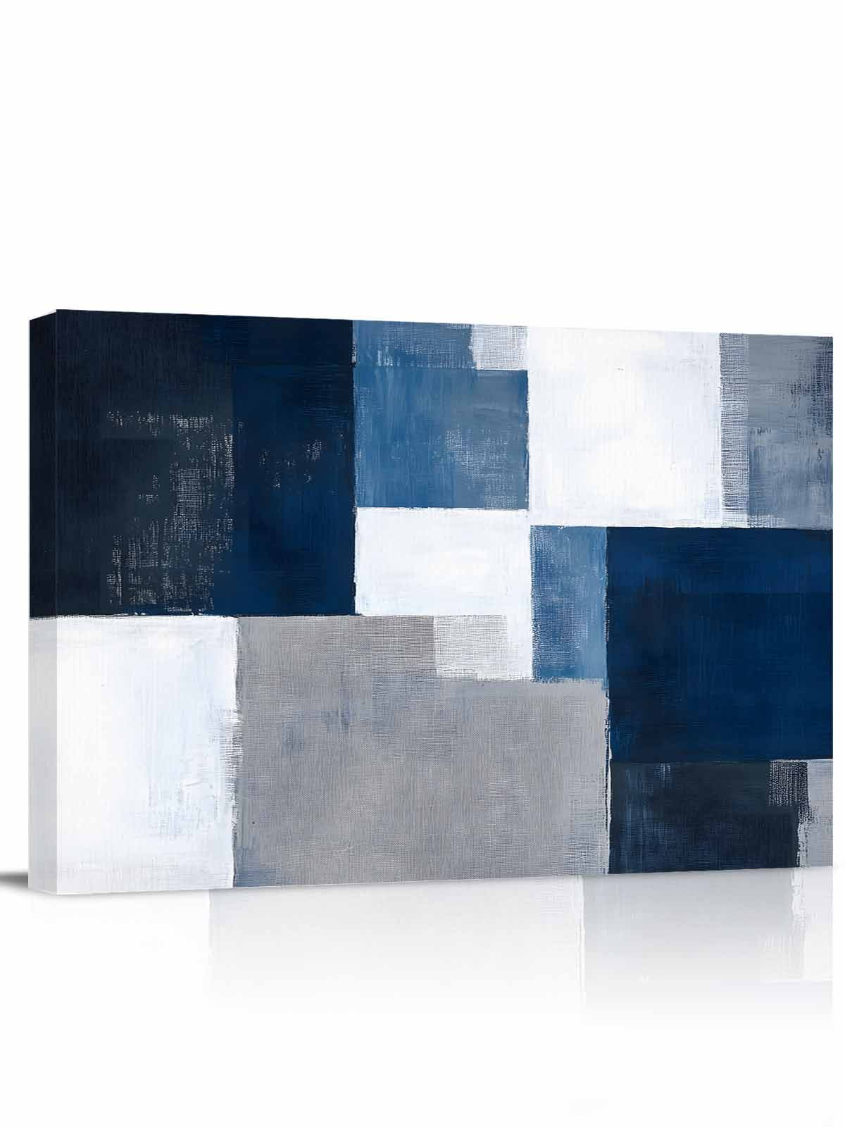 Blue Grey Canvas Print Wall Art Abstract Graffiti Framed Canvas Art ...