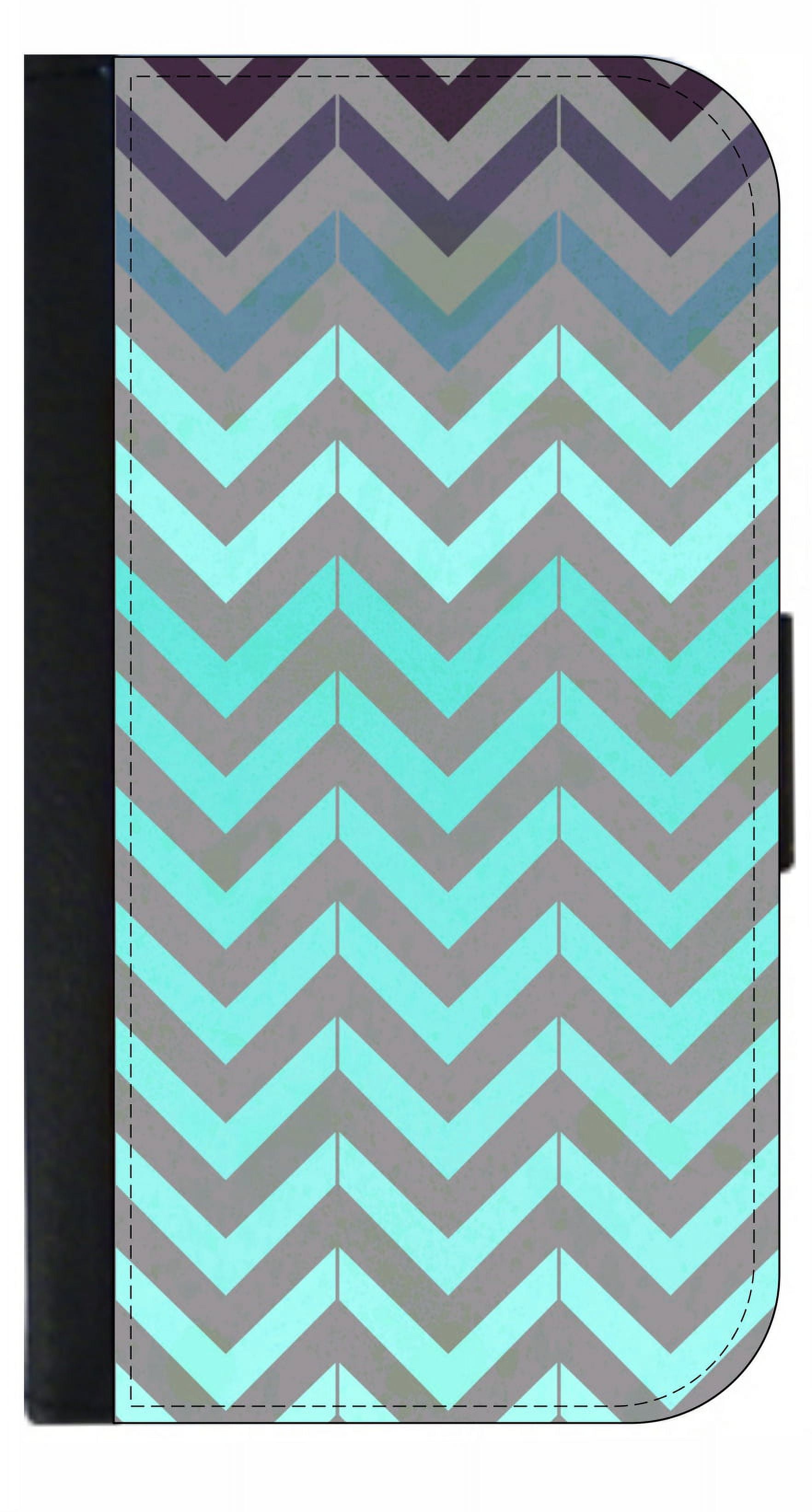 Blue/Grey Chevrons - Wallet Style Cell Phone Case with 2 Card Slots and ...