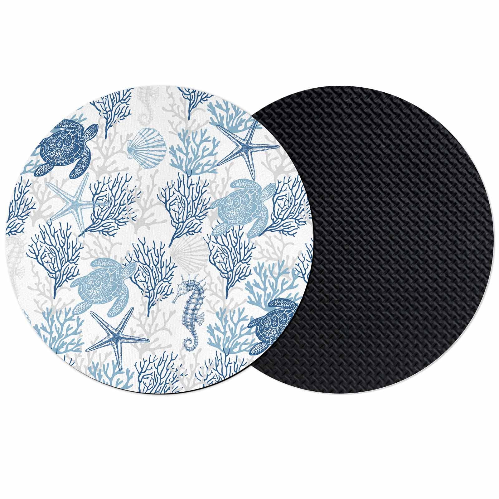 Blue Grey Coastal Beach Coasters for Drinks,Absorbent Non Slip Rubber ...