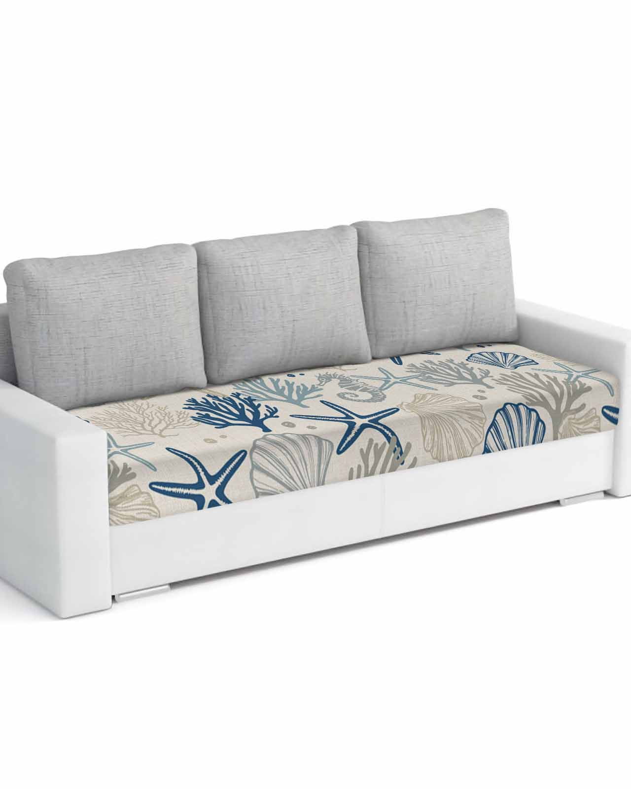 Blue Grey Coastal Sofa Couch Cushion Covers Washable, Removable ...