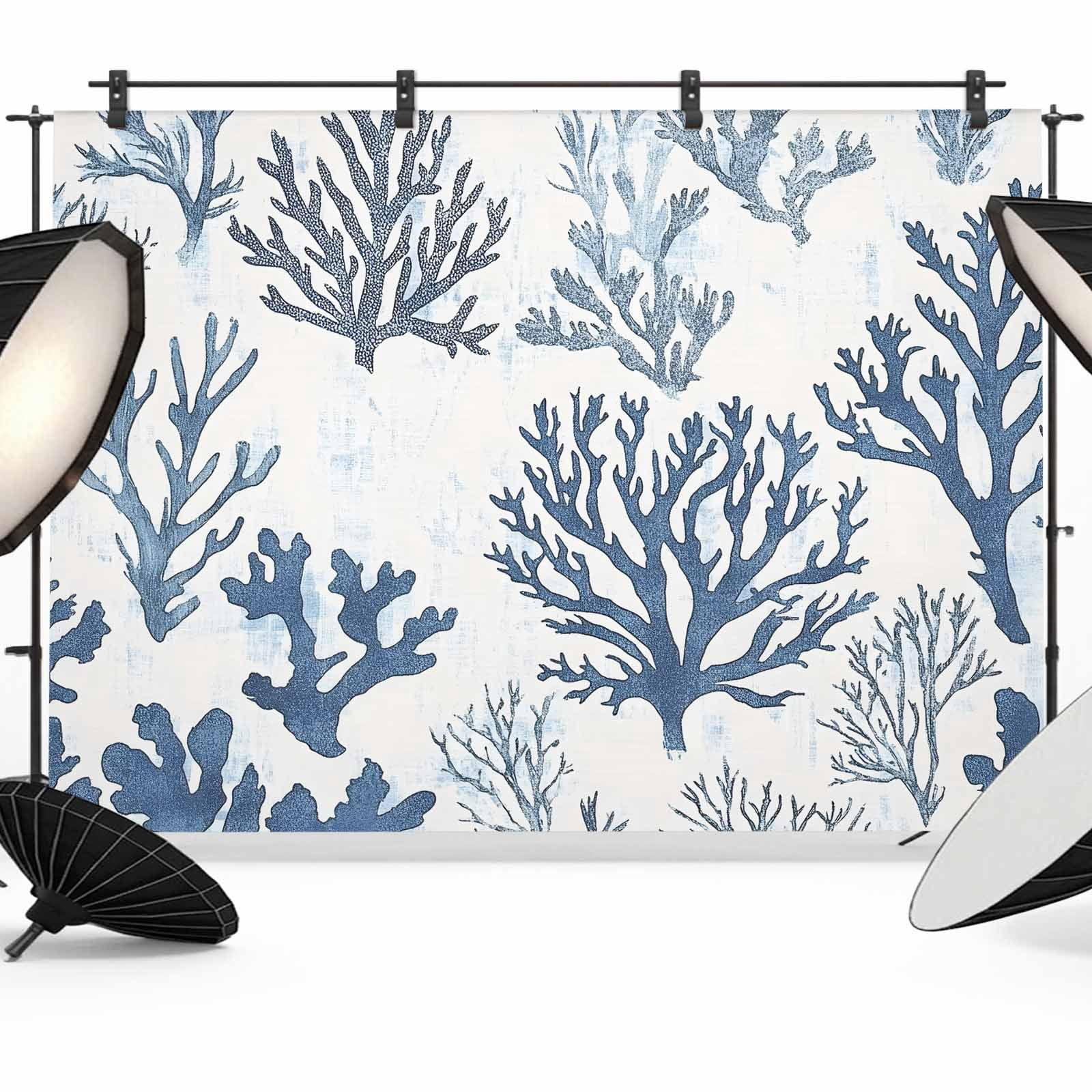 Blue Grey Coral Backdrop for Photography, Fabric Photo Background ...