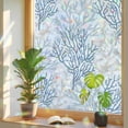 Blue Grey Coral Coastal Privacy Window Film, Decorative Stained Glass ...