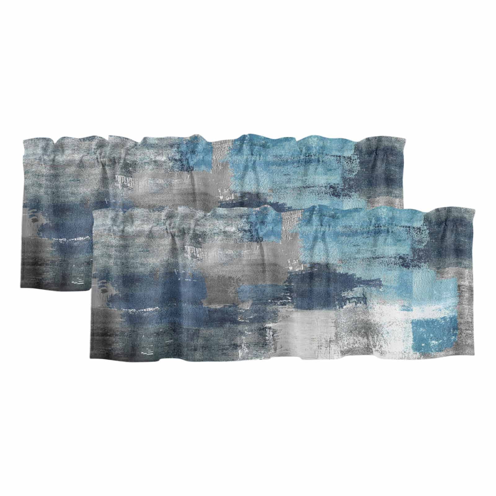 Blue Grey Curtain Valances for Windows, Kitchen Valance Window ...