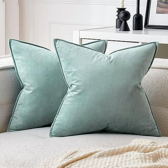 Blue Grey Decorative Velvet Throw Pillow Covers Soft Pillow Covers ...