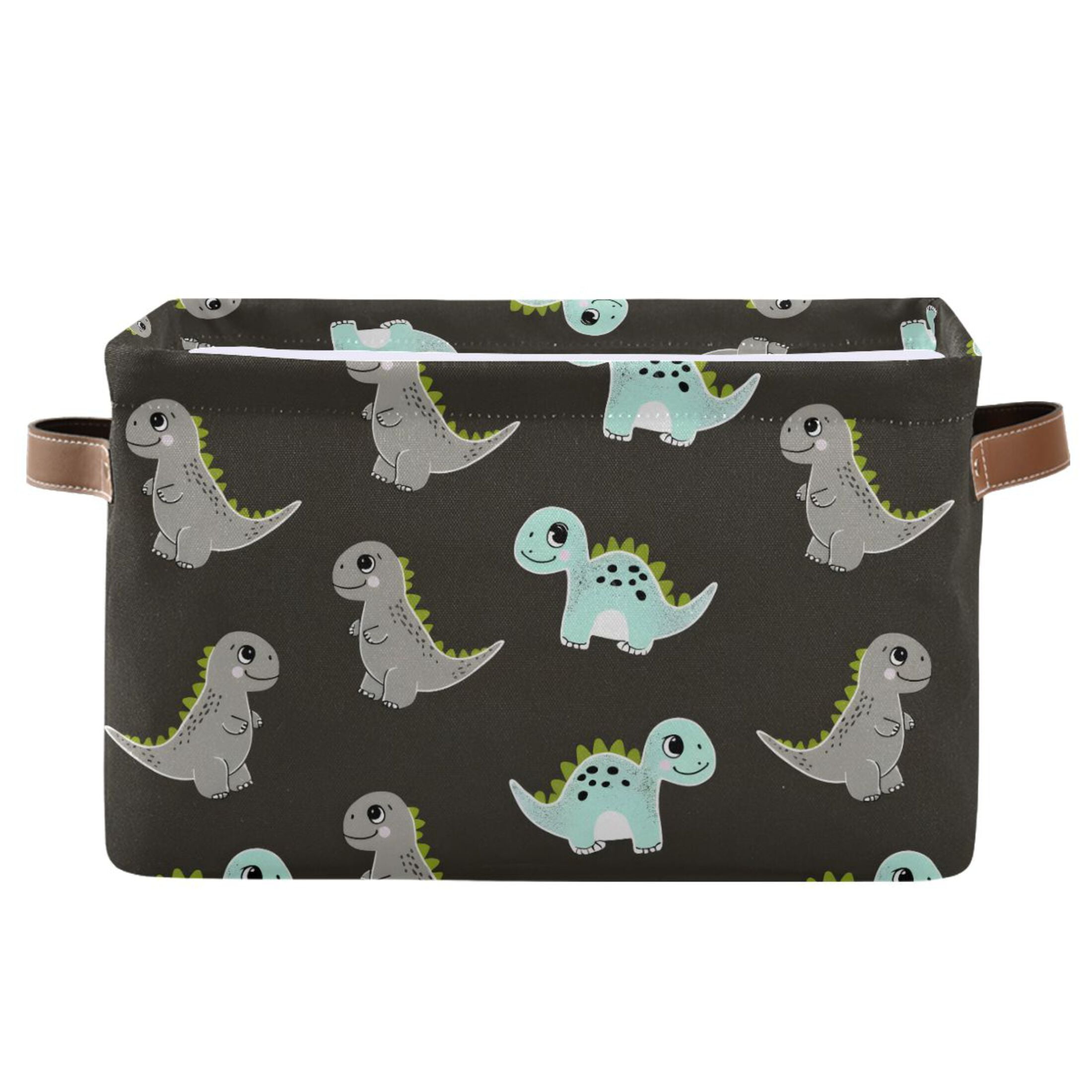 Blue Grey Dinosaur Storage Bins with Handle Fabric Organizer Basket ...