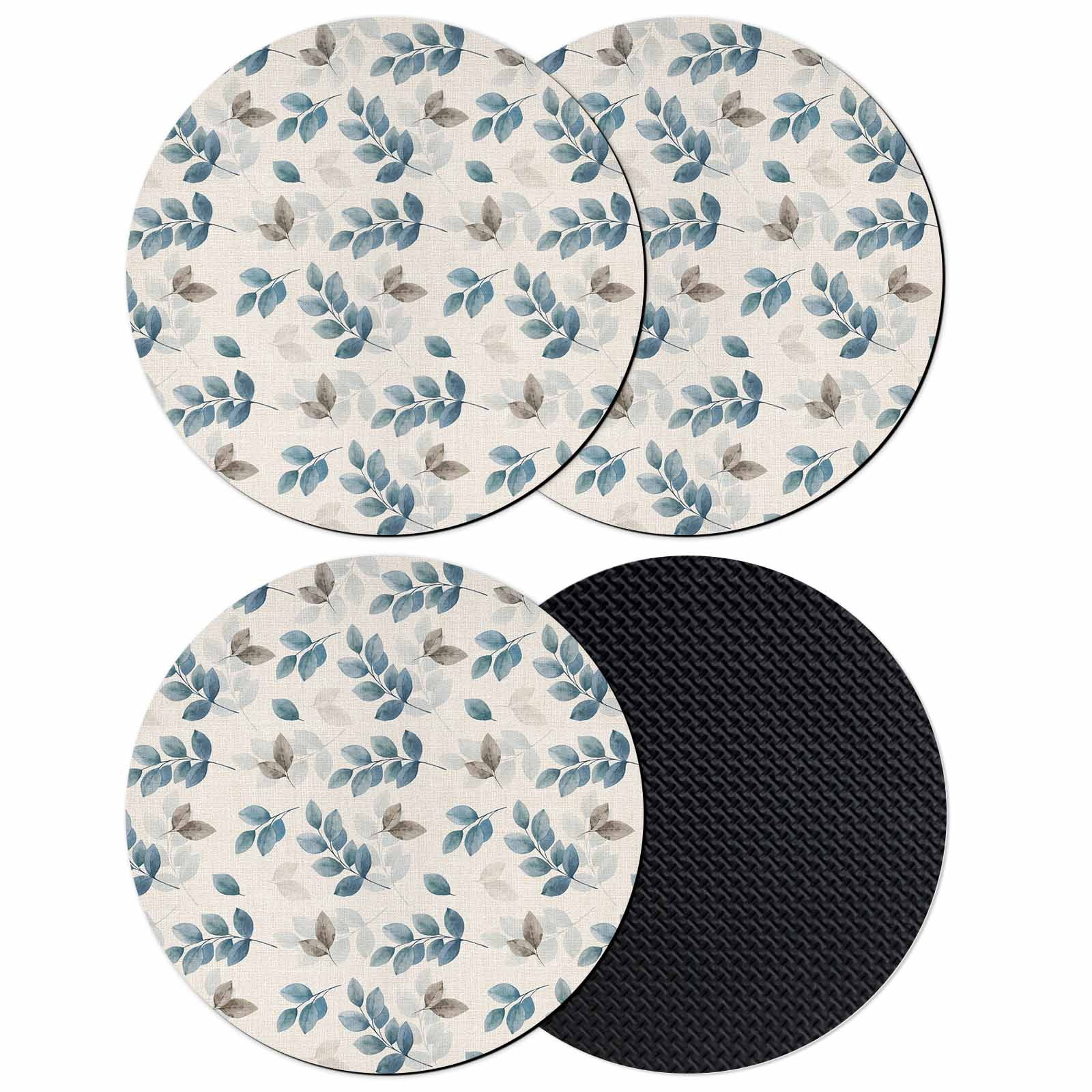 Blue Grey Eucalyptus Coasters Set of 4, Fall Botanical Floral Leaves ...