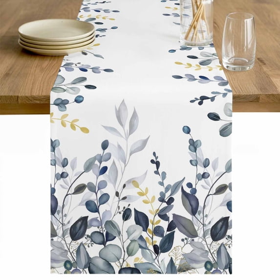 Blue Grey Eucalyptus Cotton Linen Rectangle Table Runners 13"x36 ...