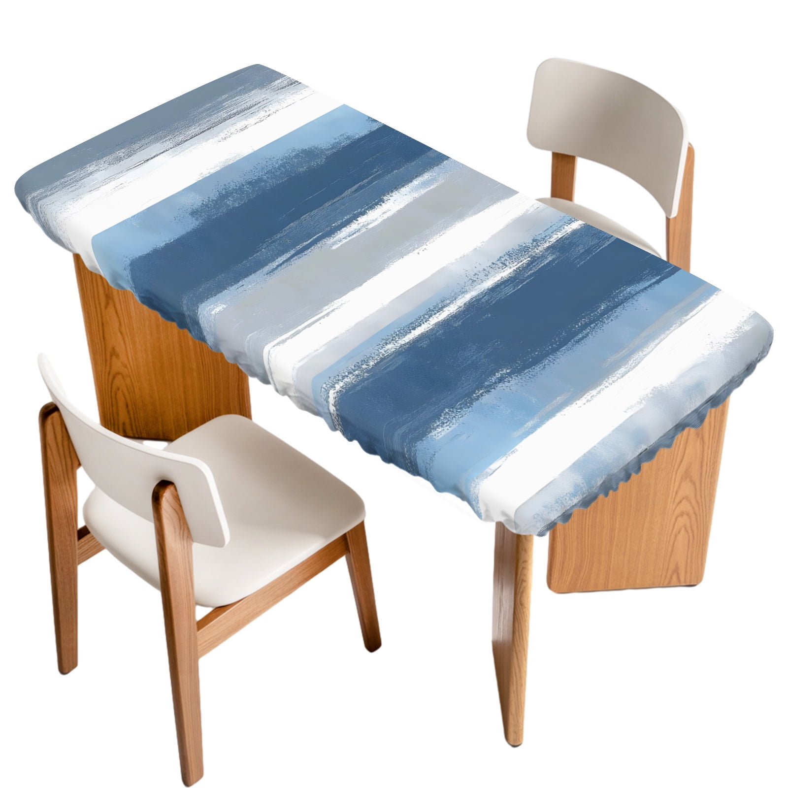 Blue Grey Fitted Rectangle Tablecloth 30" x 60" Modern Watercolor ...