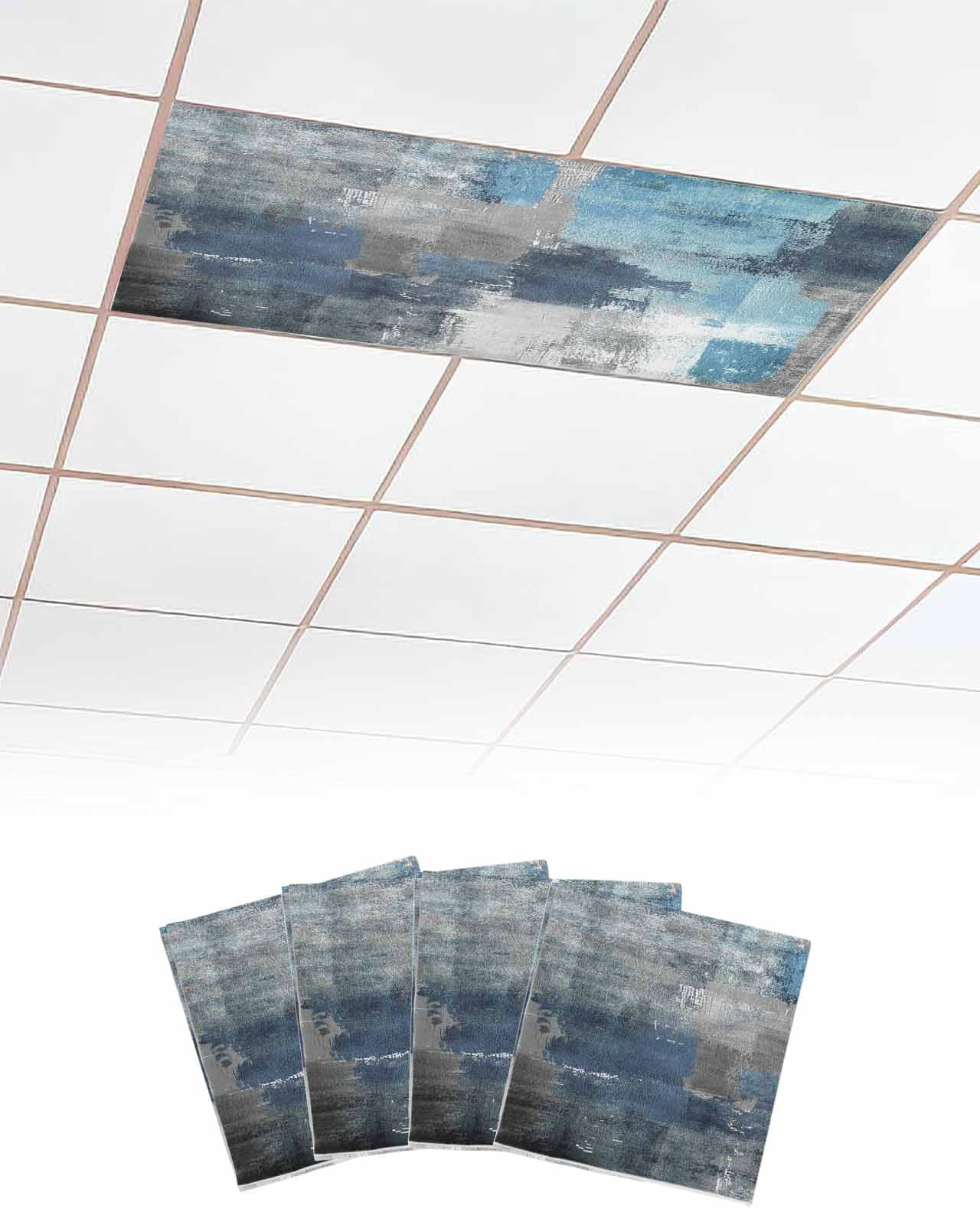 Blue Grey Fluorescent Light Covers for Ceiling Lights 4x2 feet,4 Pack ...