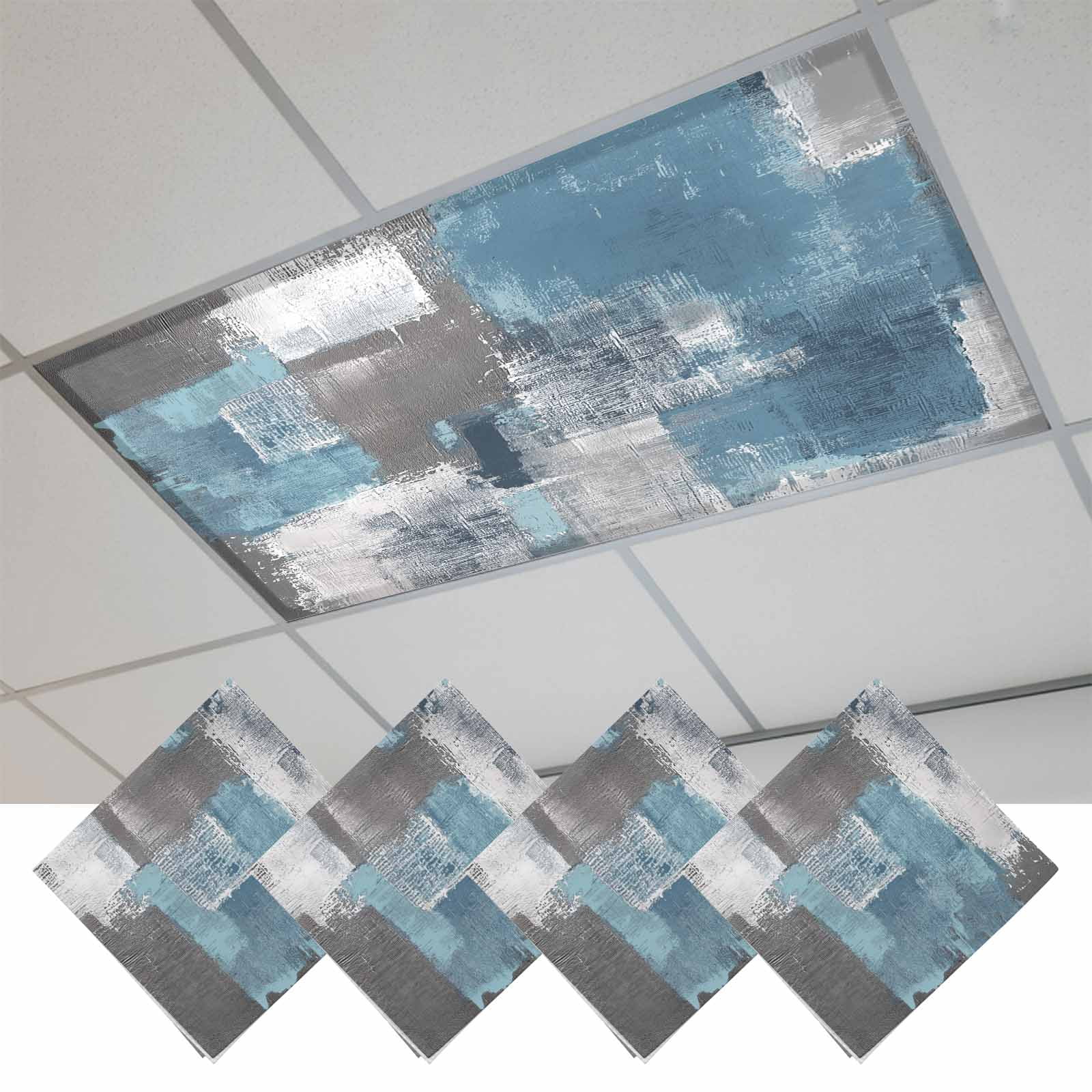 Blue Grey Fluorescent Light Covers, Modern Oil Painting Art Abstract ...