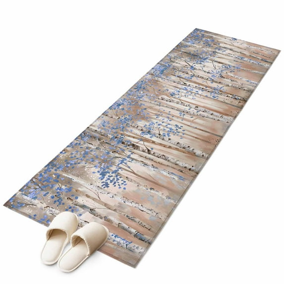 Blue Grey Forest 2'x6' Runner Rug, Grey Modern Art Oil Painting ...