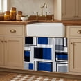 Blue Grey Geometric Cabinet Curtains 27.6"W x 35.4"L, Abstract Art ...