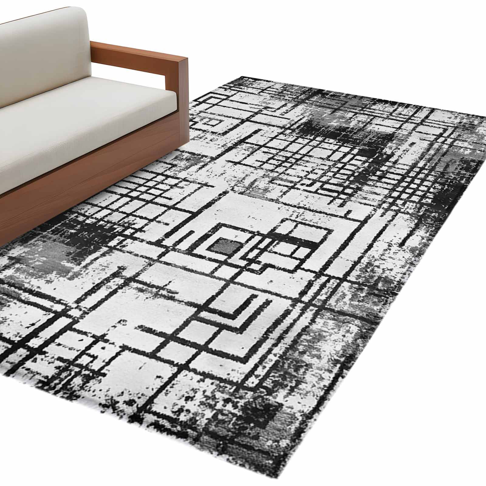 Blue Grey Geometric Kitchen Runner Rug 2.7x5 Washable Runners for ...