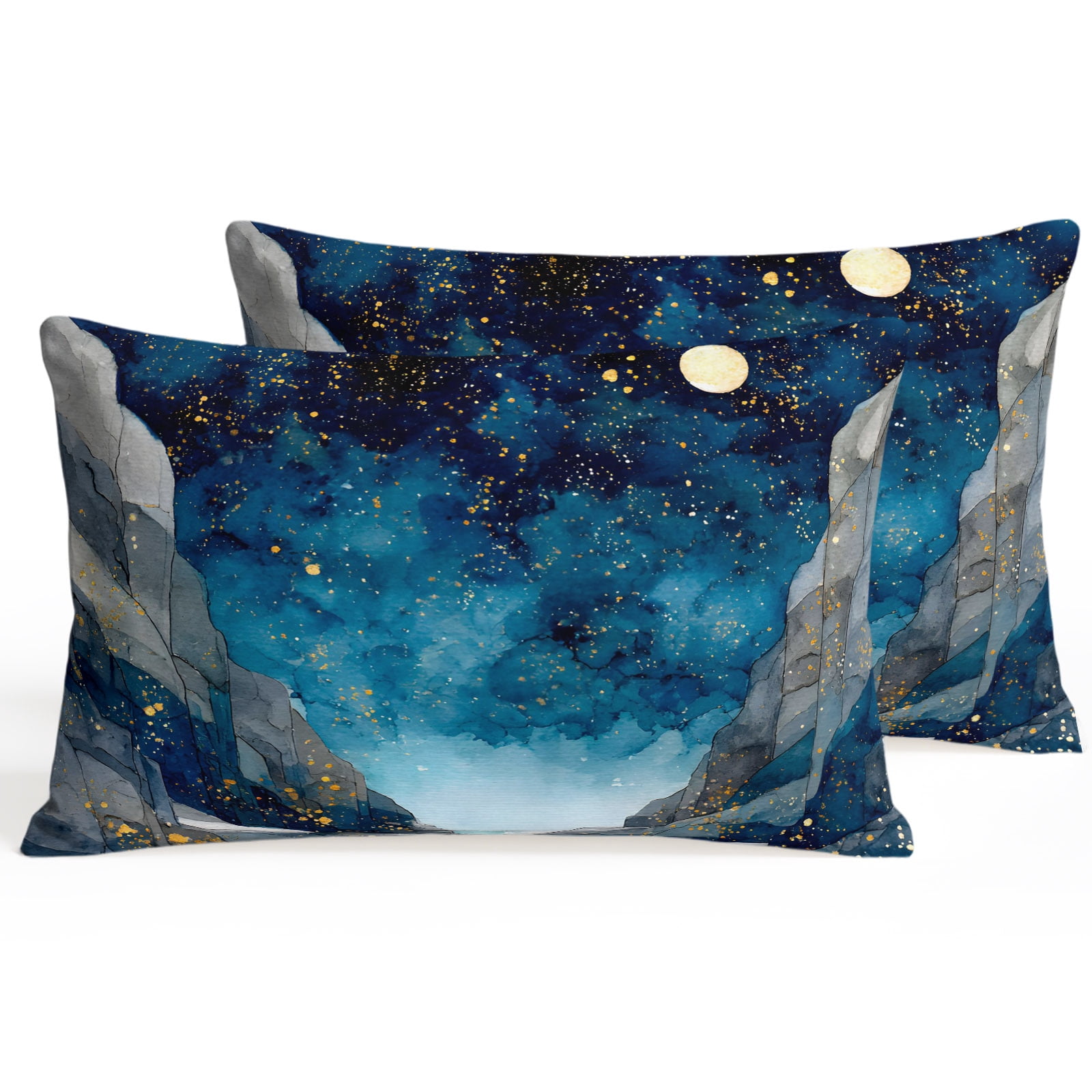 Blue Grey Geometric Lumbar Pillow Covers 12 x 20 Inch Pillow Covers Set ...