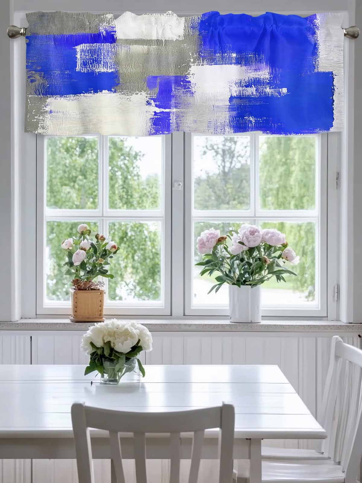 Blue Grey Gradient Abstract Geometric Valances for Windows,Kitchen ...