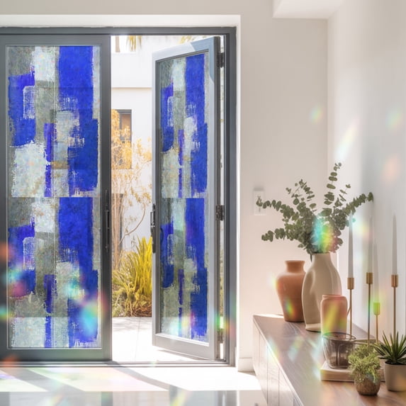 Blue Grey Gradient Abstract Geometric Window Privacy Film, Rainbow Film ...