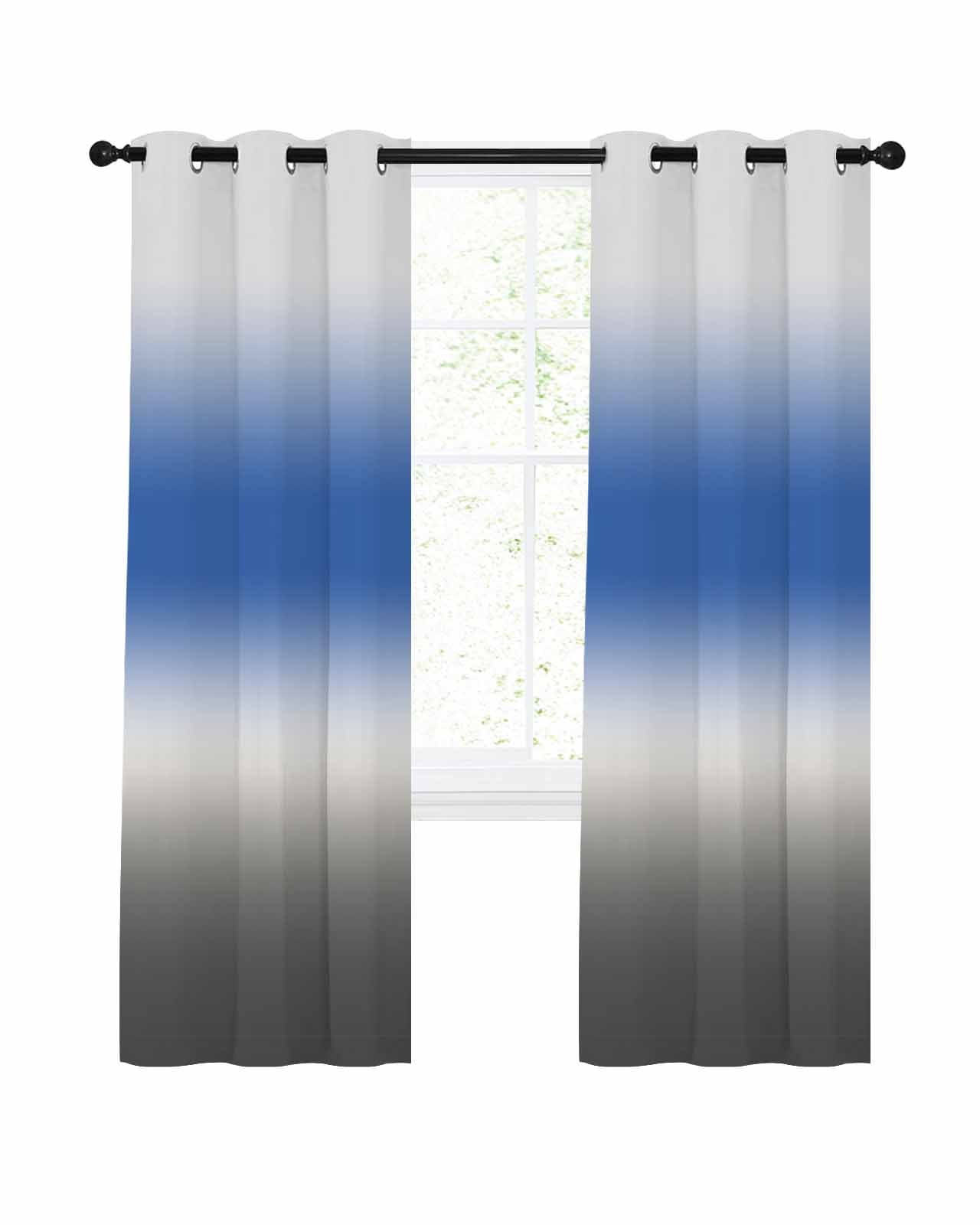 Blue and Grey Gradient Blackout Curtains for Bedroom Living Room ...