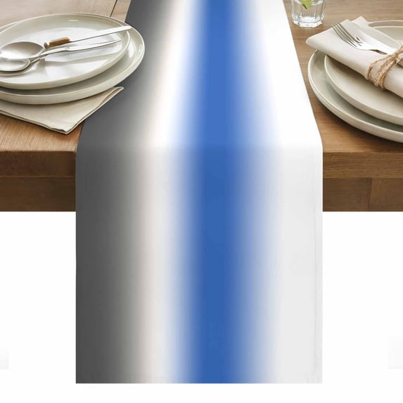 Blue and Grey Gradient Cotton Linen Table Runner Minimalist Royal Blue ...