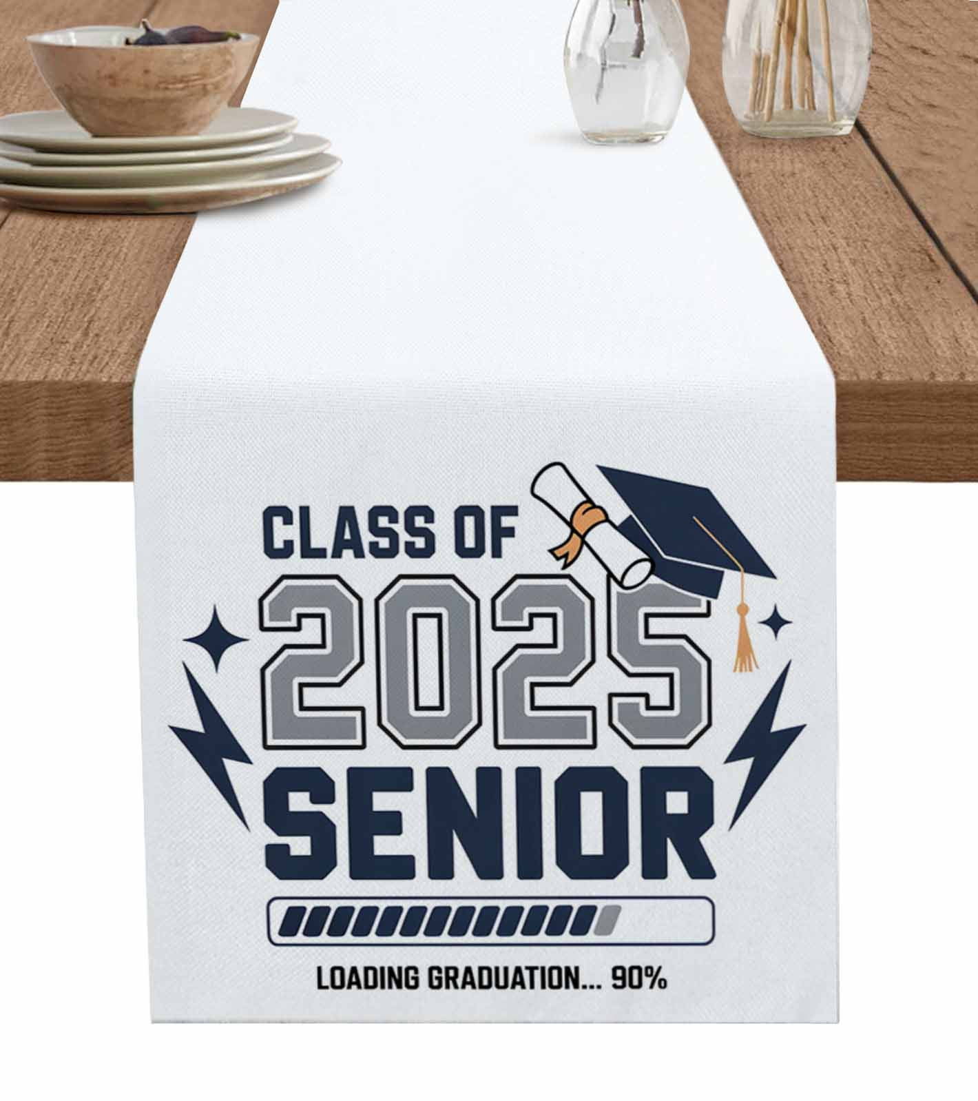 Blue Grey Graduation Season Table Runner 36 Inches, Funny Words Modern ...