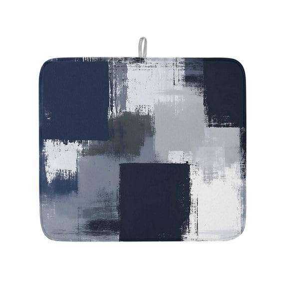 Blue Grey Graffiti Art Dish Drying Mat 16x18 inch Abstract Color Block ...