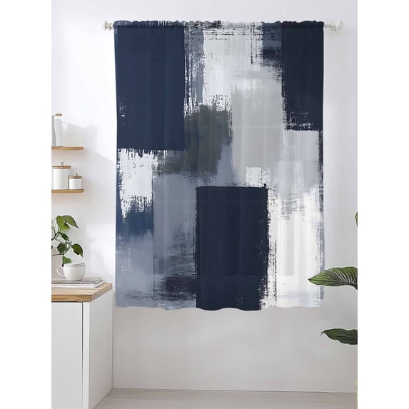 Blue Grey Graffiti Art Sheer Curtains 72 Inch Long 1 Panel Abstract ...