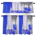 Blue Grey Kitchen Curtains Valance and Tier Set Graffiti Art Abstract ...