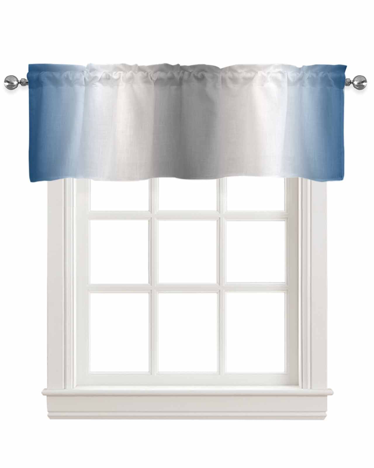 Blue Grey Kitchen Valances for Windows Farmhouse Linen Window Valance ...
