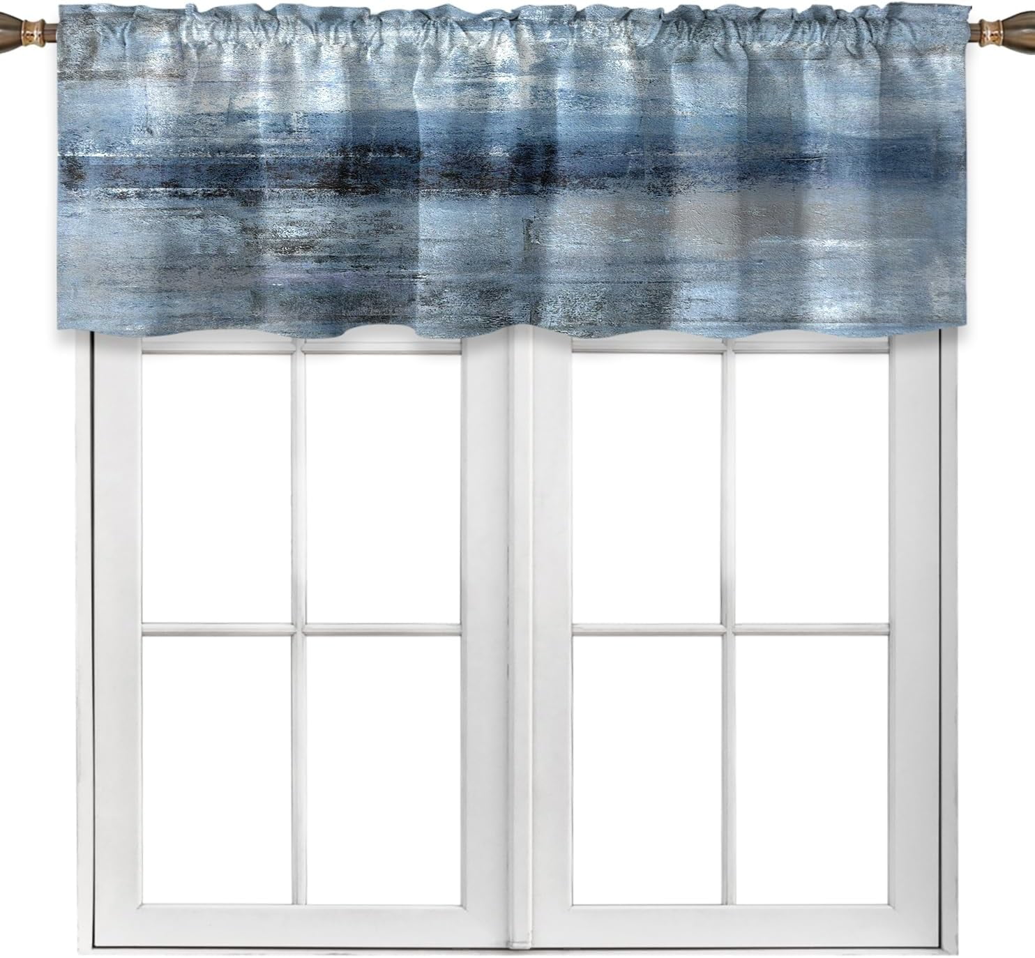 Blue Grey Kitchen Valances for Windows Navy Blue Kitchen Curtain ...