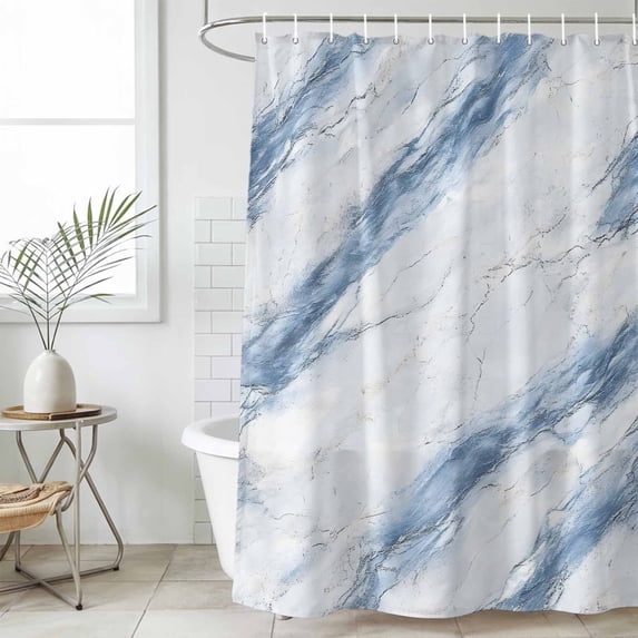 Blue Grey Marble Waterproof Fabric Shower Curtain,Vintage Abstract ...