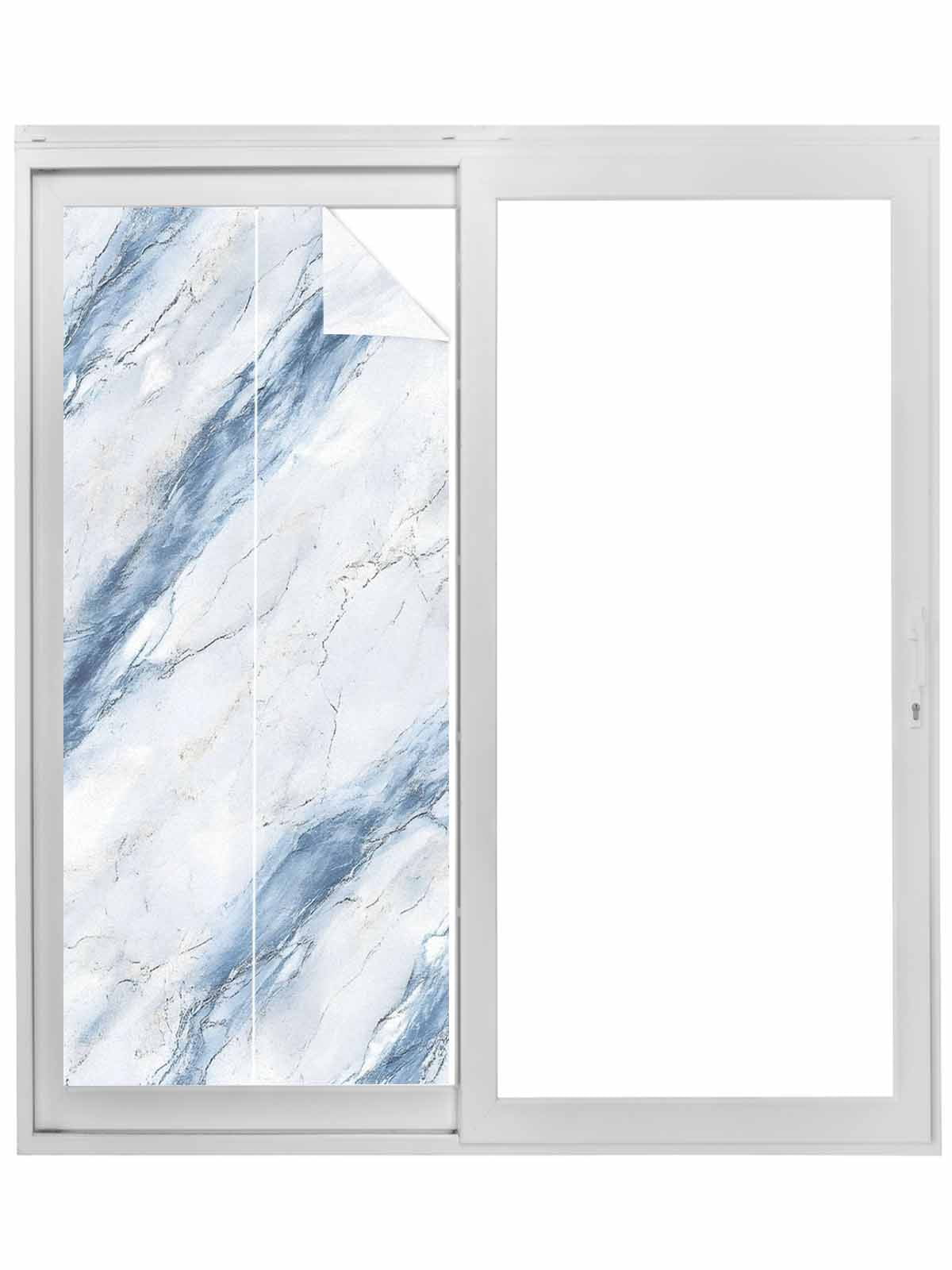 Blue Grey Marble Window Privacy Film Stained Glass Window Film ...