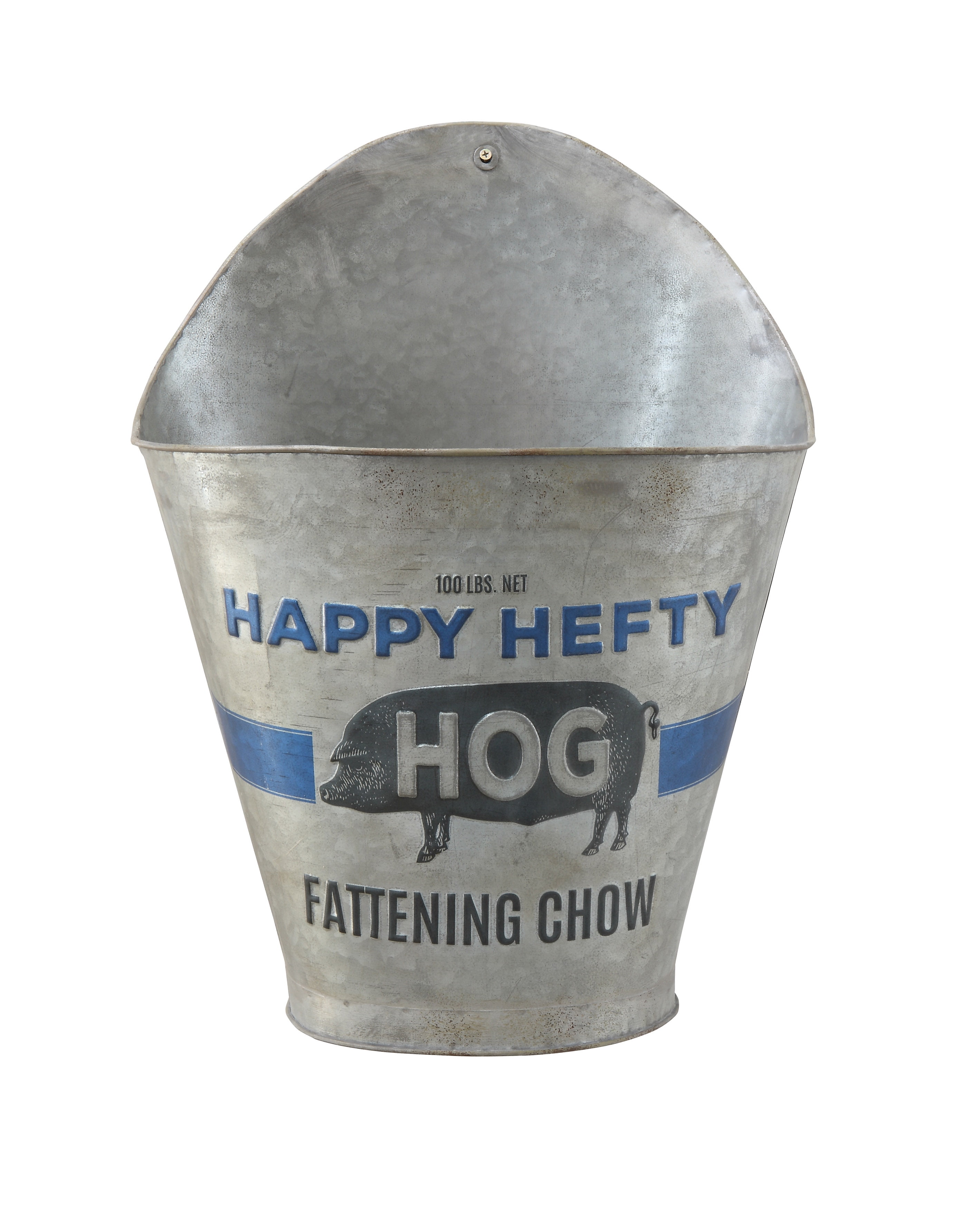 Blue & Grey Metal Wall Bucket with Hog (hangs or sits) - Walmart.com
