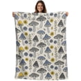 Blue Grey Mushroom Blanket Soft Cozy Warm Throw Blanket for Couch ...