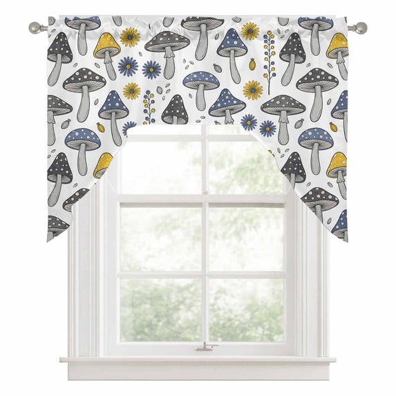 Blue Grey Mushroom Kitchen Curtains Swag Valance for Windows/Bathroom ...