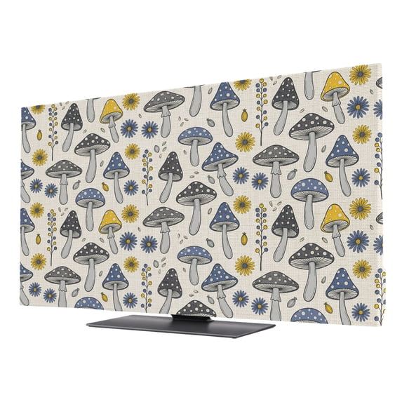 Blue Grey Mushroom TV Cover for 32 Inch Screen,Stretch Fabric Dustproof ...
