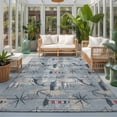 Blue Grey Nautical 4'x6' Area Rugs Vintage Boats Seaports Maps Fish ...