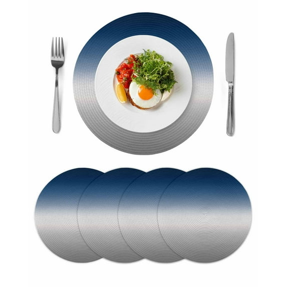 Blue Grey Ocean Gradient Round Table Placemats set of 4, Abstract ...