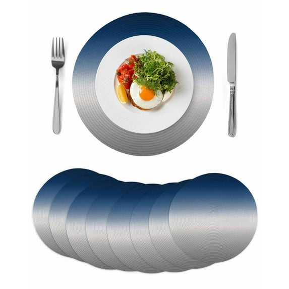 Blue Grey Ocean Gradient Round Table Placemats set of 8, Abstract ...