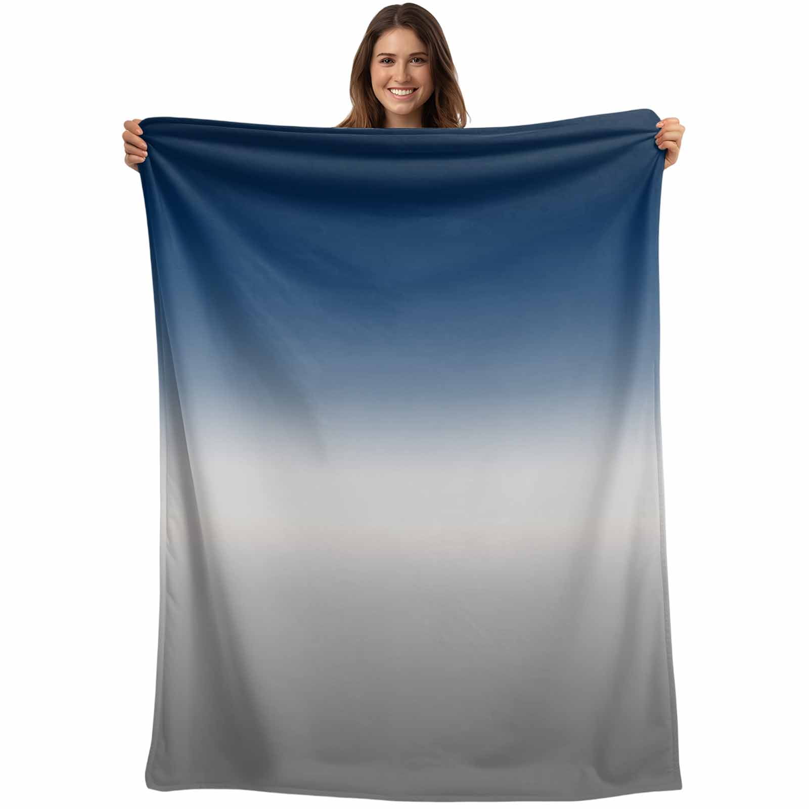 Blue Grey Ocean Gradient Throw Blankets, Abstract Modern Art Soft ...