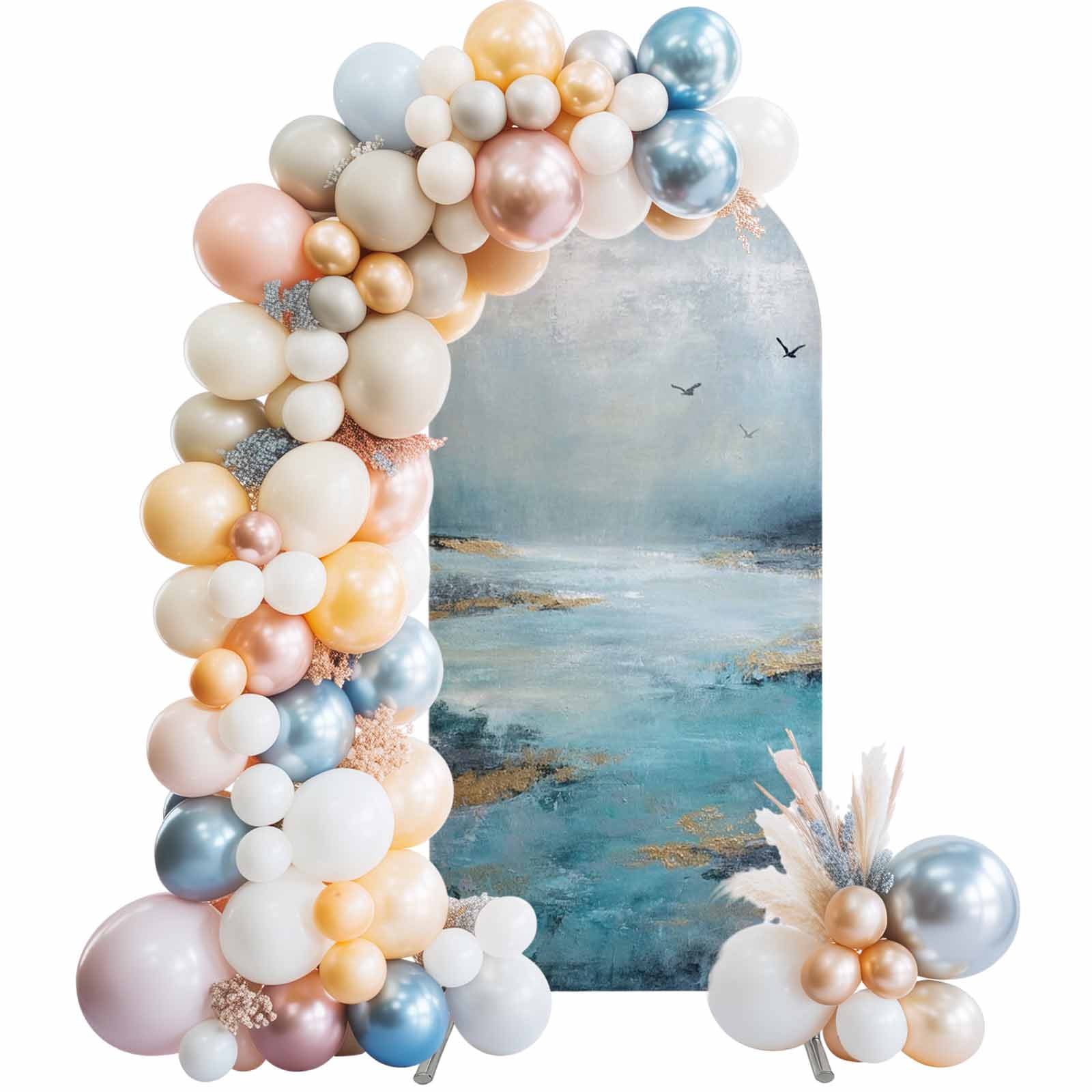 Blue Grey Ocean Painting Arch Backdrop Cover 4 FT Modern Abstract Beach ...