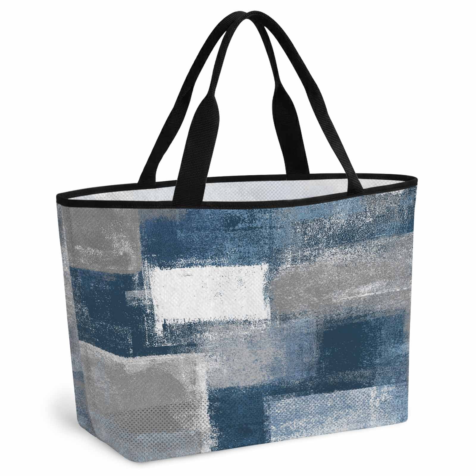 Blue Grey Ombre Beach Bag for Women, Large Breathable Mesh Beach Tote ...