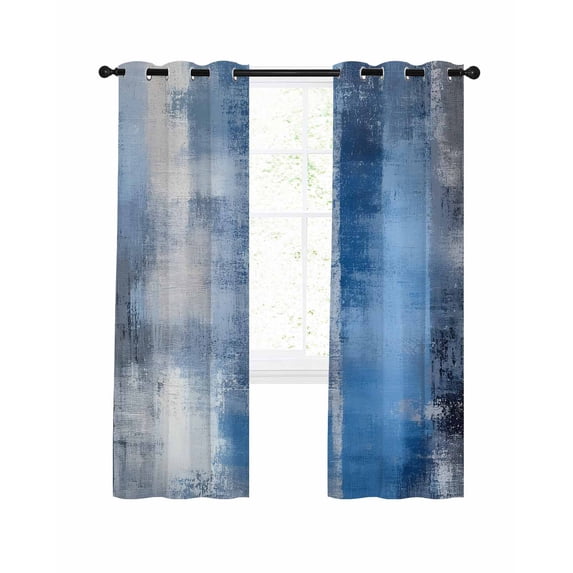 Blue Grey Ombre Blackout Curtains 45 Inches Long for Bedroom, Abstract ...