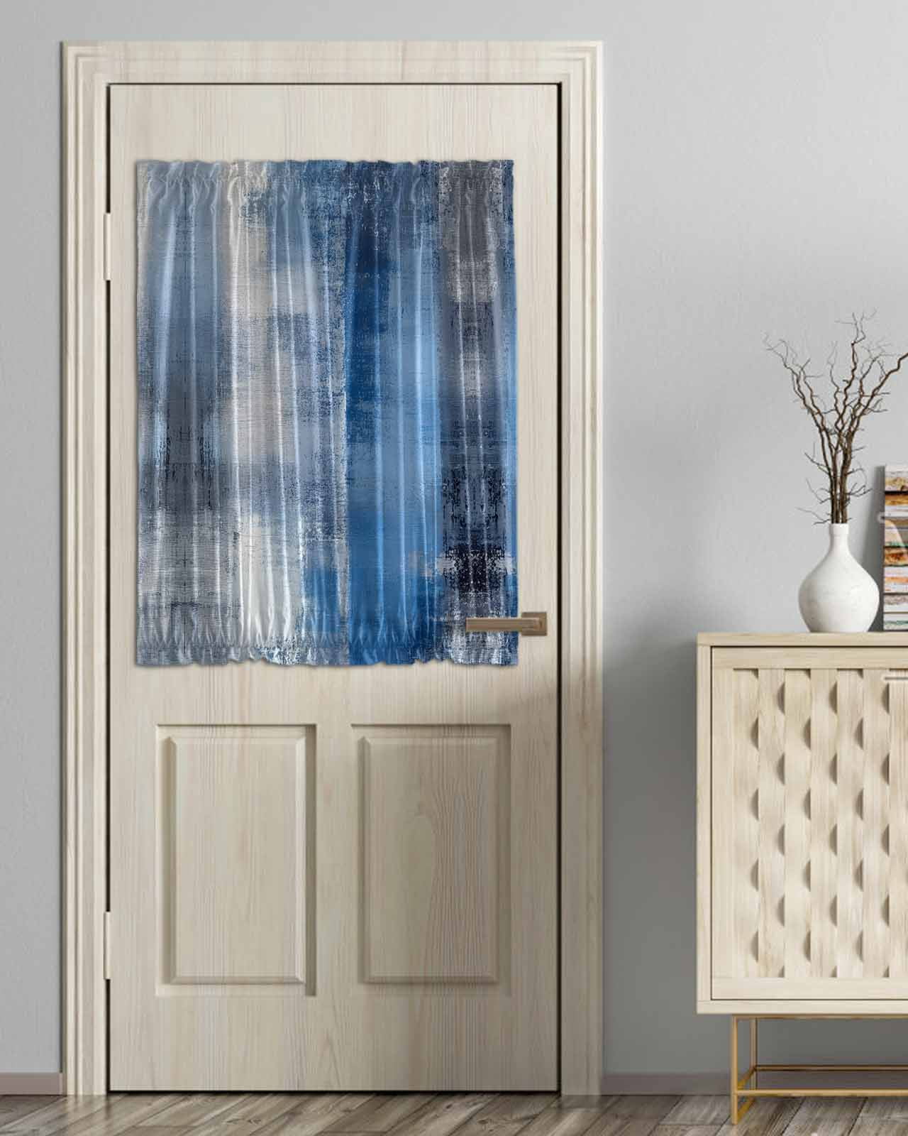 Blue Grey Ombre Blackout Door Curtains for French, Glass,Front, Back ...