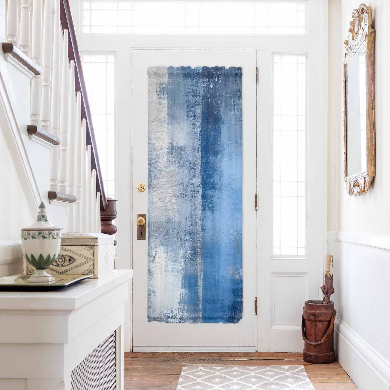 Blue Grey Ombre Door Curtains for Door Window, French Sidelight Front ...